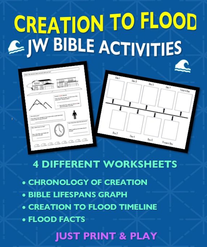 JW Bible Creation & Flood Activities and Worksheets for Family Worship ...