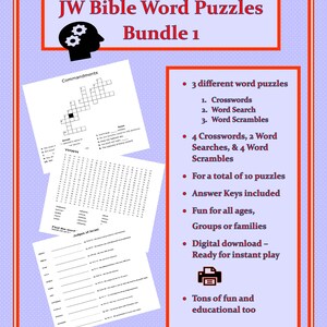 JW Bible Family Worship Word Puzzle Bundle 1 - Etsy