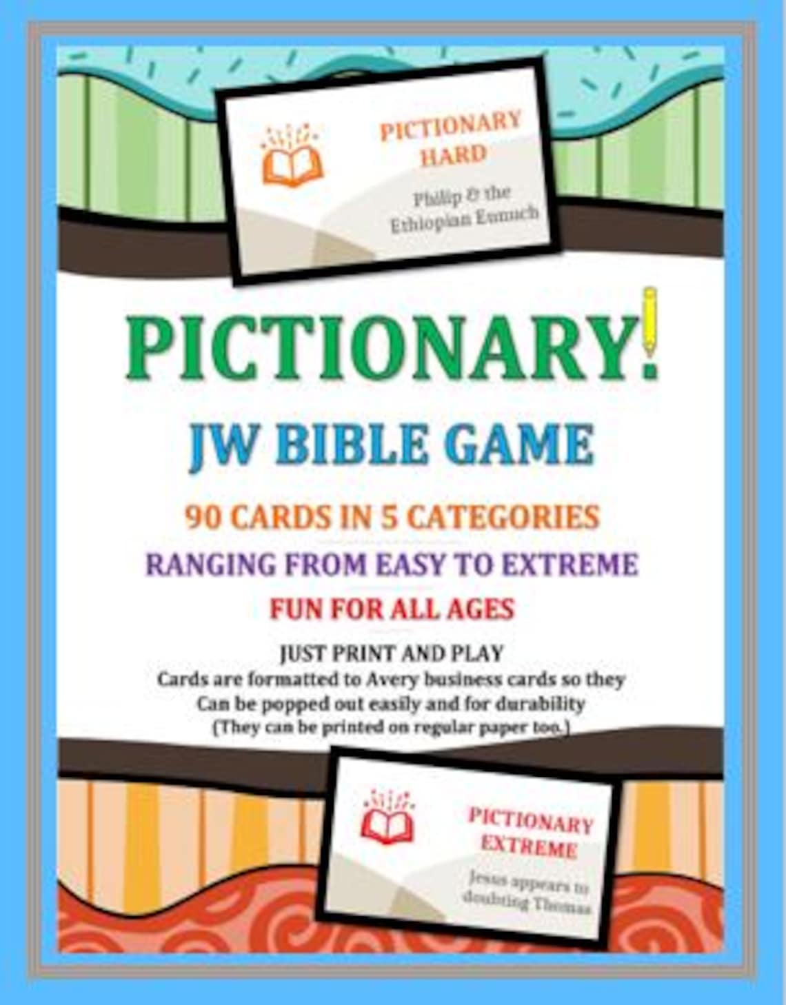 JW Printable Bible Game - Pictionary - Family Worship Activity for Kids ...