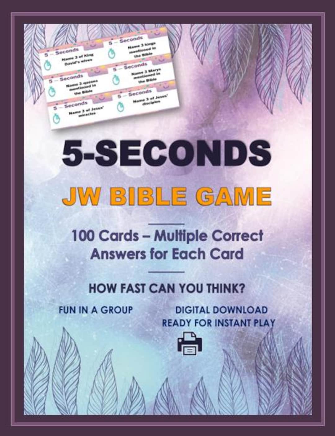JW Printable Bible Game - 5 Seconds - Family Worship Activity for Kids ...