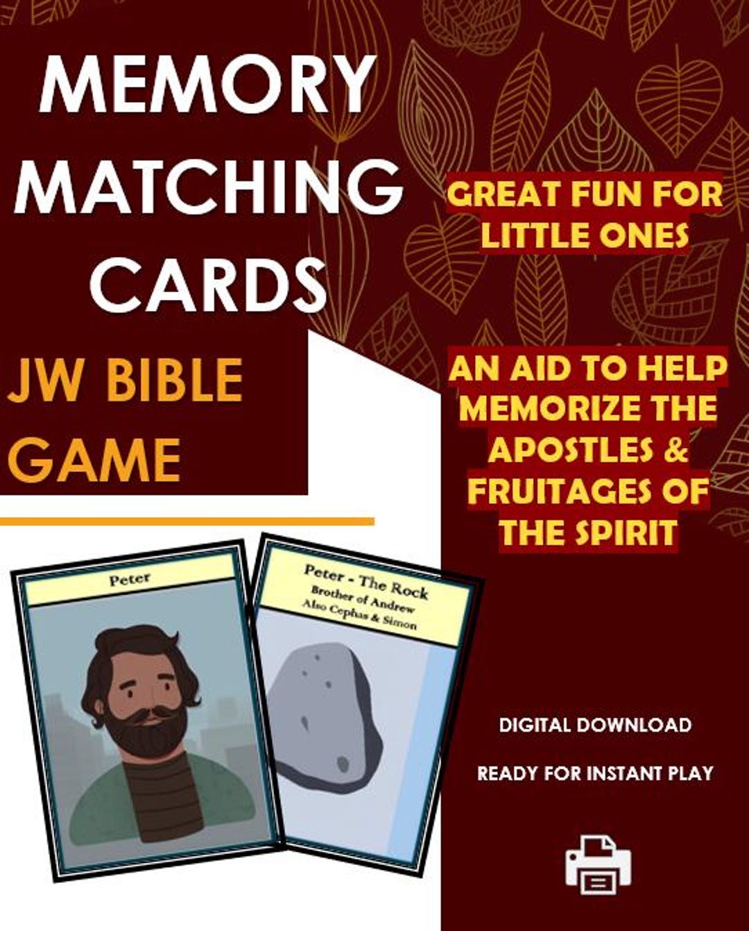 JW Bible Memory Matching Card Game for Family Worship Night - Etsy