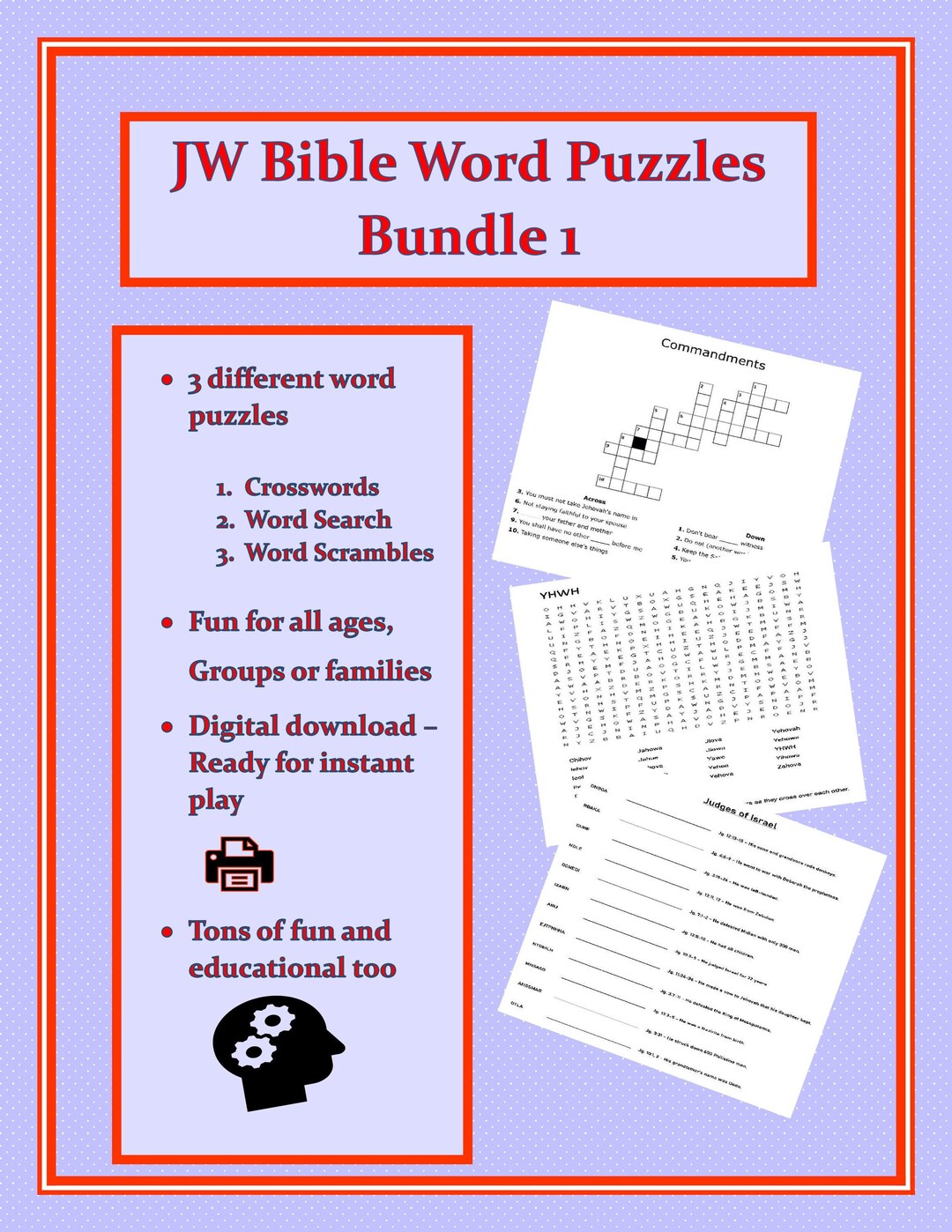 JW Bible Family Worship Word Puzzle Bundle 1 - Etsy