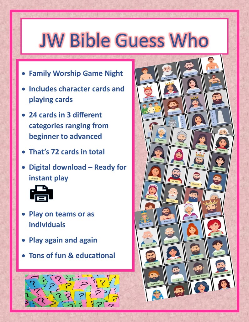 JW Bible Guess Who Game for Family Worship Night - Etsy