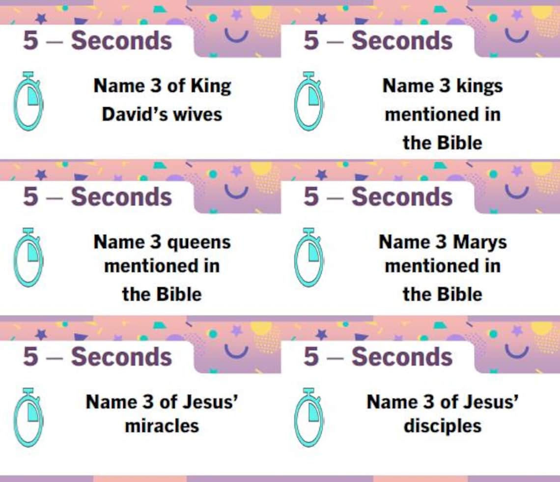 JW Printable Bible Game - 5 Seconds - Family Worship Activity for Kids ...