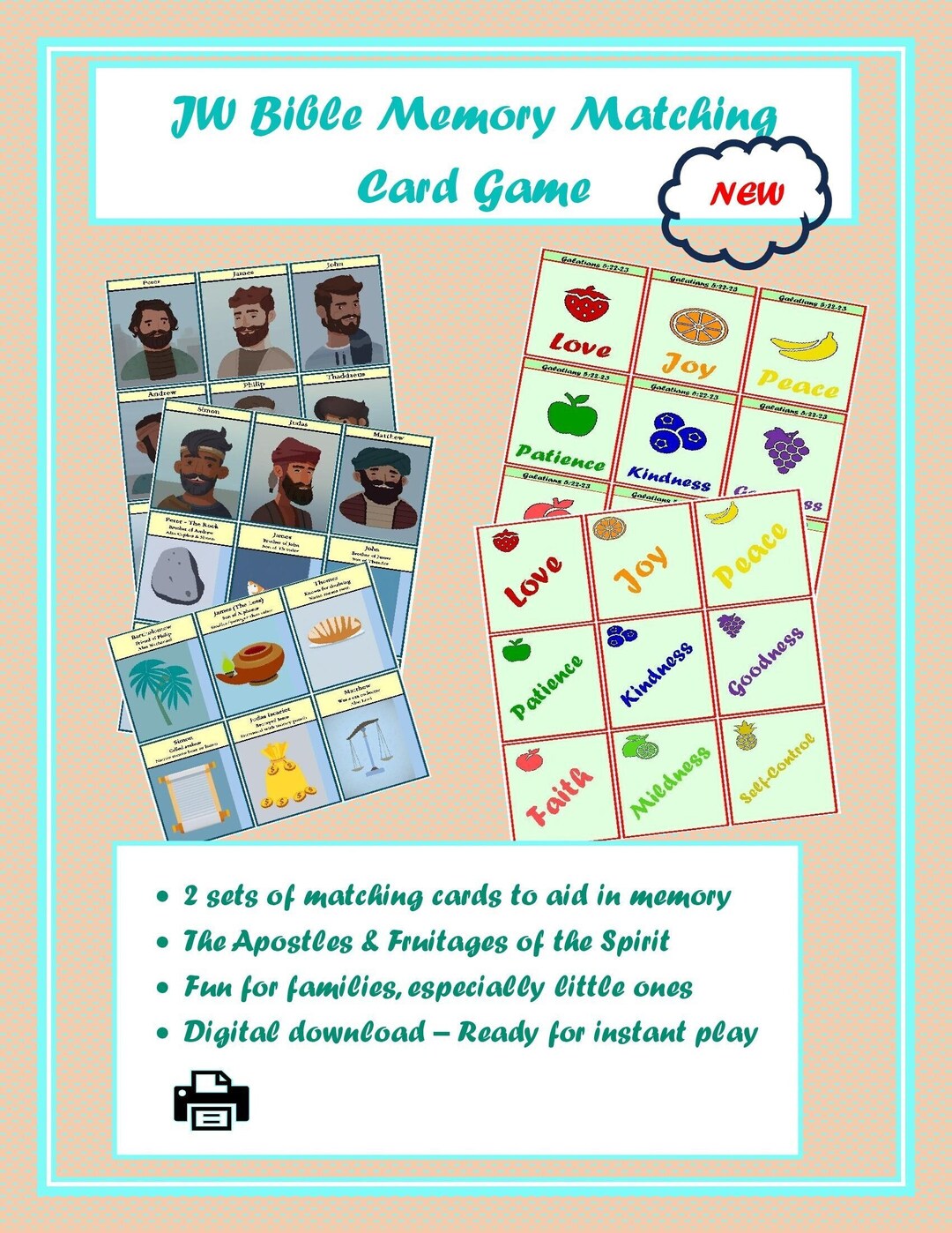 JW Bible Memory Matching Card Game for Family Worship Night - Etsy