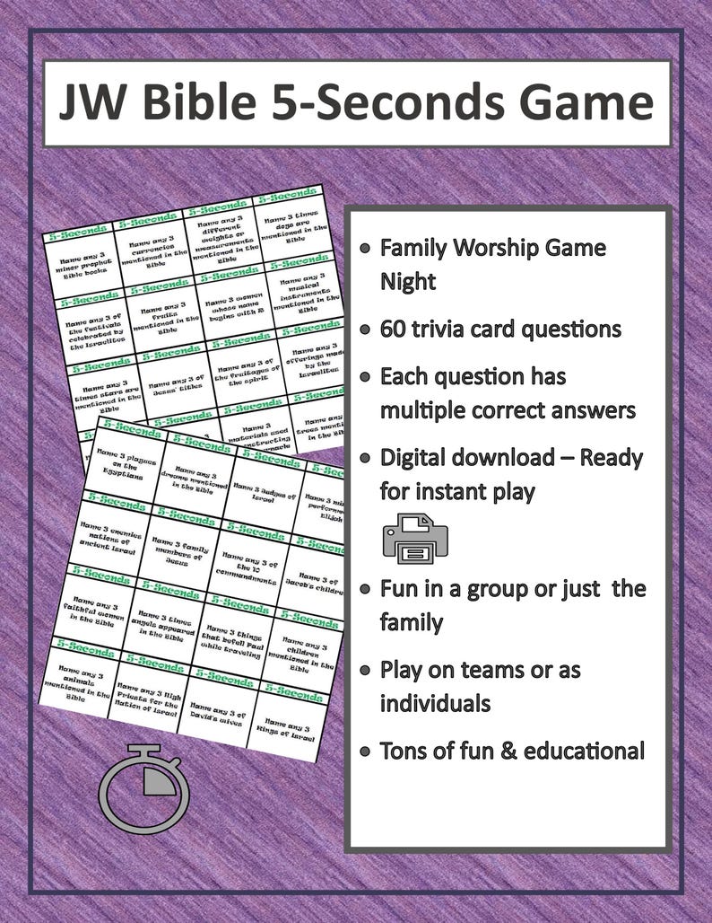 JW Bible 5-seconds Game for Family Worship Night - Etsy