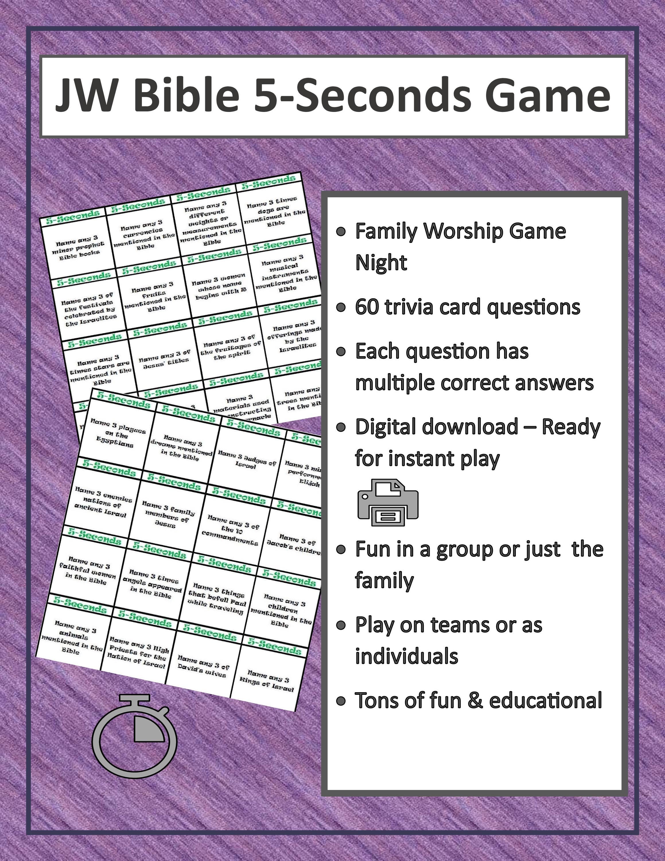 JW Bible 5-seconds Game for Family Worship Night - Etsy