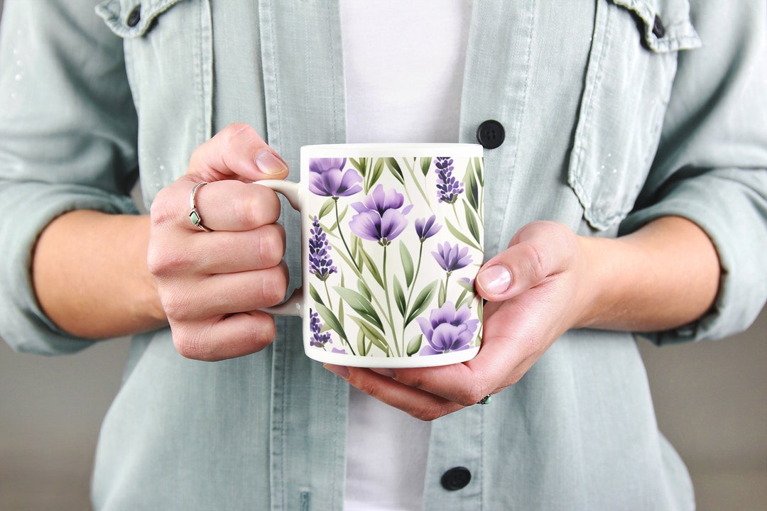 Tea Mug Lavender Flower Purple Coffee Cup Calming Cottage Dish, Laven ...