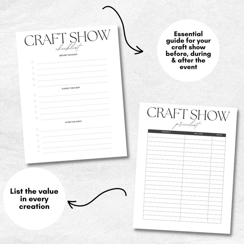 Craft Show Planner Printable Flea Market Checklist Craft Show Tracker ...