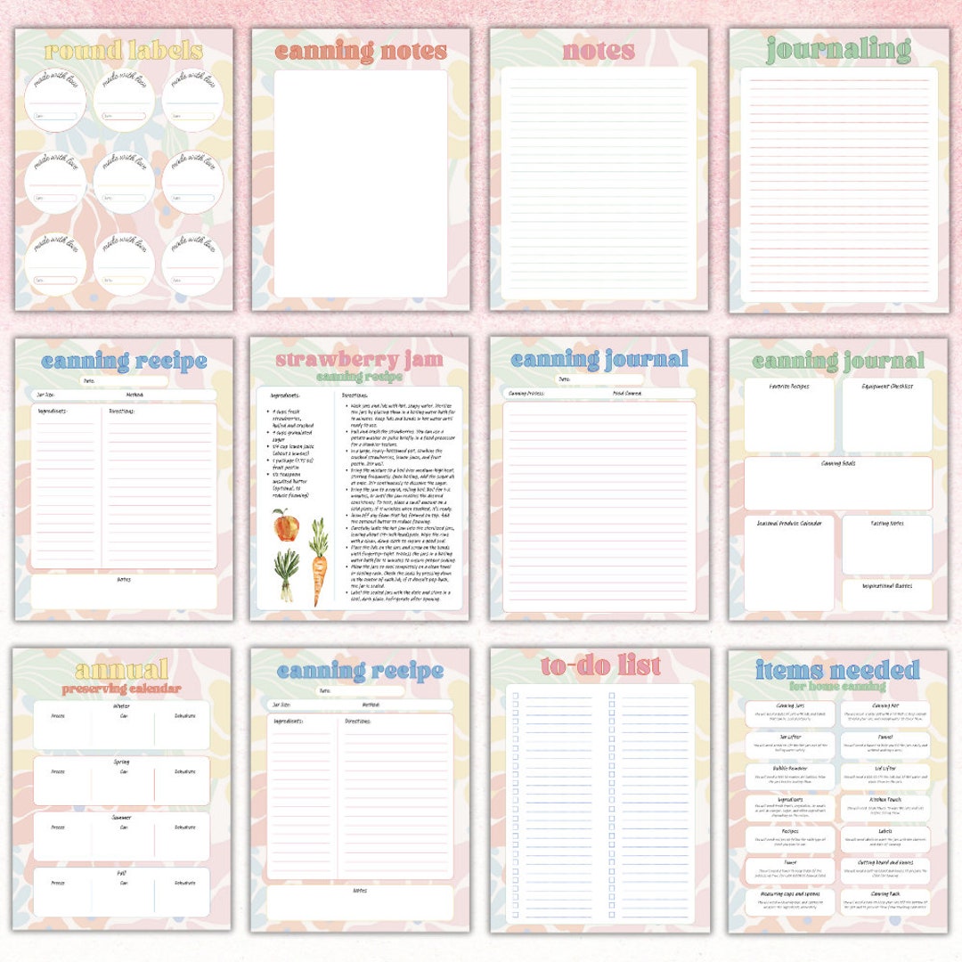 Canning Journal Printable, Canning Planner, Homestead Planner, Pantry ...