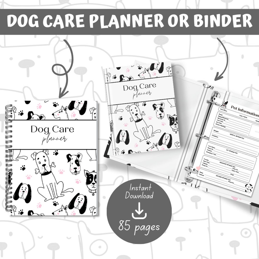 Dog Care Planner, Printable Dog Care Binder, Dog Checklist, Grooming ...