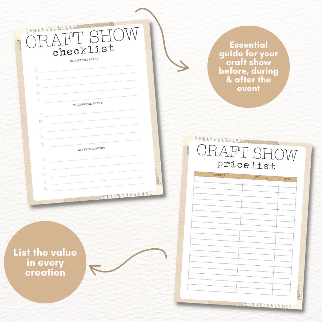 Craft Show Planner Printable Flea Market Checklist Craft Show Tracker ...