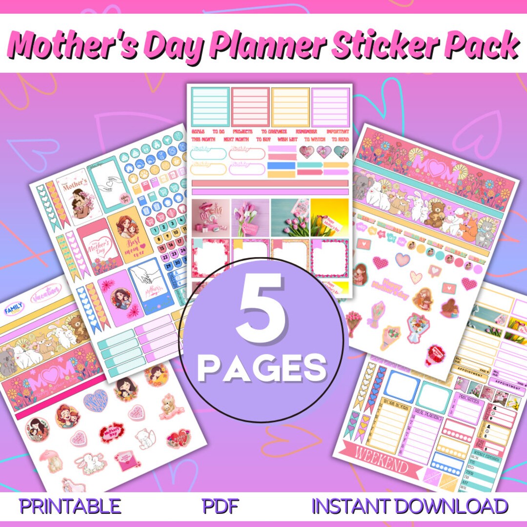 Mother's Day Printable Planner Stickers, Printable Mommy Stickers, Best ...