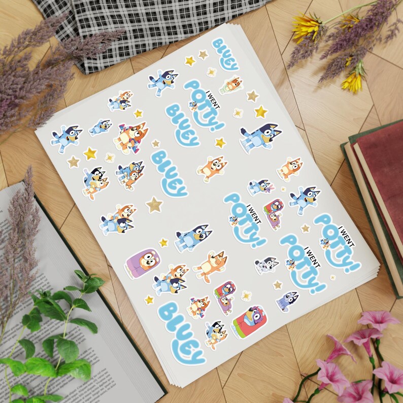 Bluey and Bingo Potty Training Sticker Sheets, Waterproof Decals, Kids ...