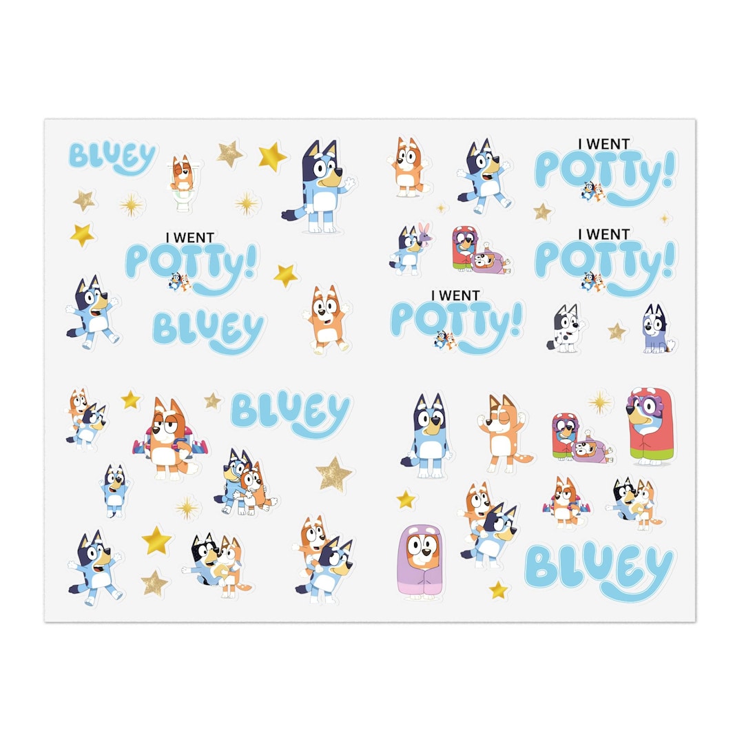 Bluey and Bingo Potty Training Sticker Sheets, Waterproof Decals, Kids ...
