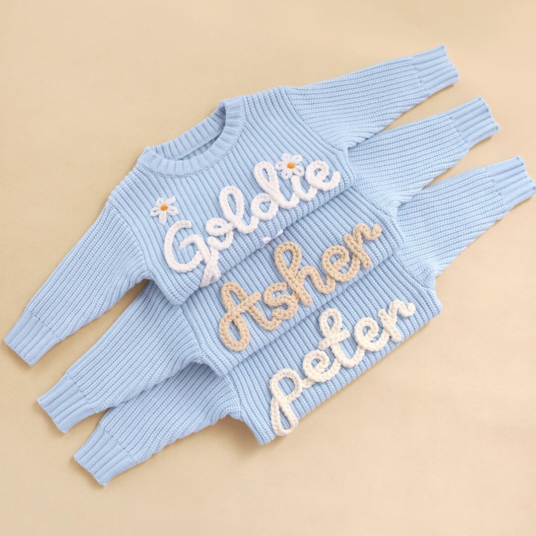 Custom Baby Name Sweater, Personalized Baby Sweater, Newborn Sweater ...