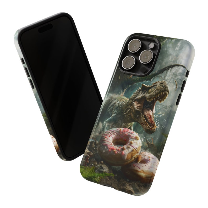 Angry T-rex Dinosaur and Donuts Tough Phone Cases, iPhone Case, Samsung ...
