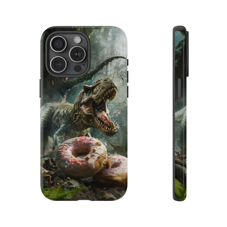 Angry T-rex Dinosaur and Donuts Tough Phone Cases, iPhone Case, Samsung ...