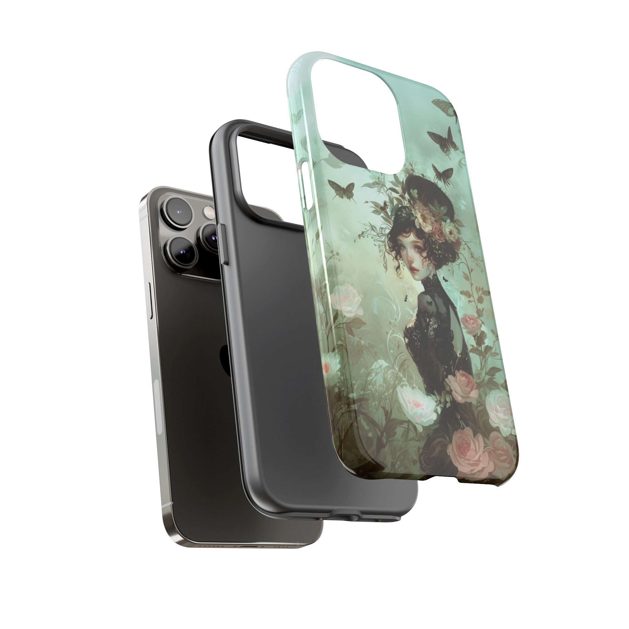 Coquette Vintage Lady in Black Tough Phone Case, Gift for Her, Phone ...