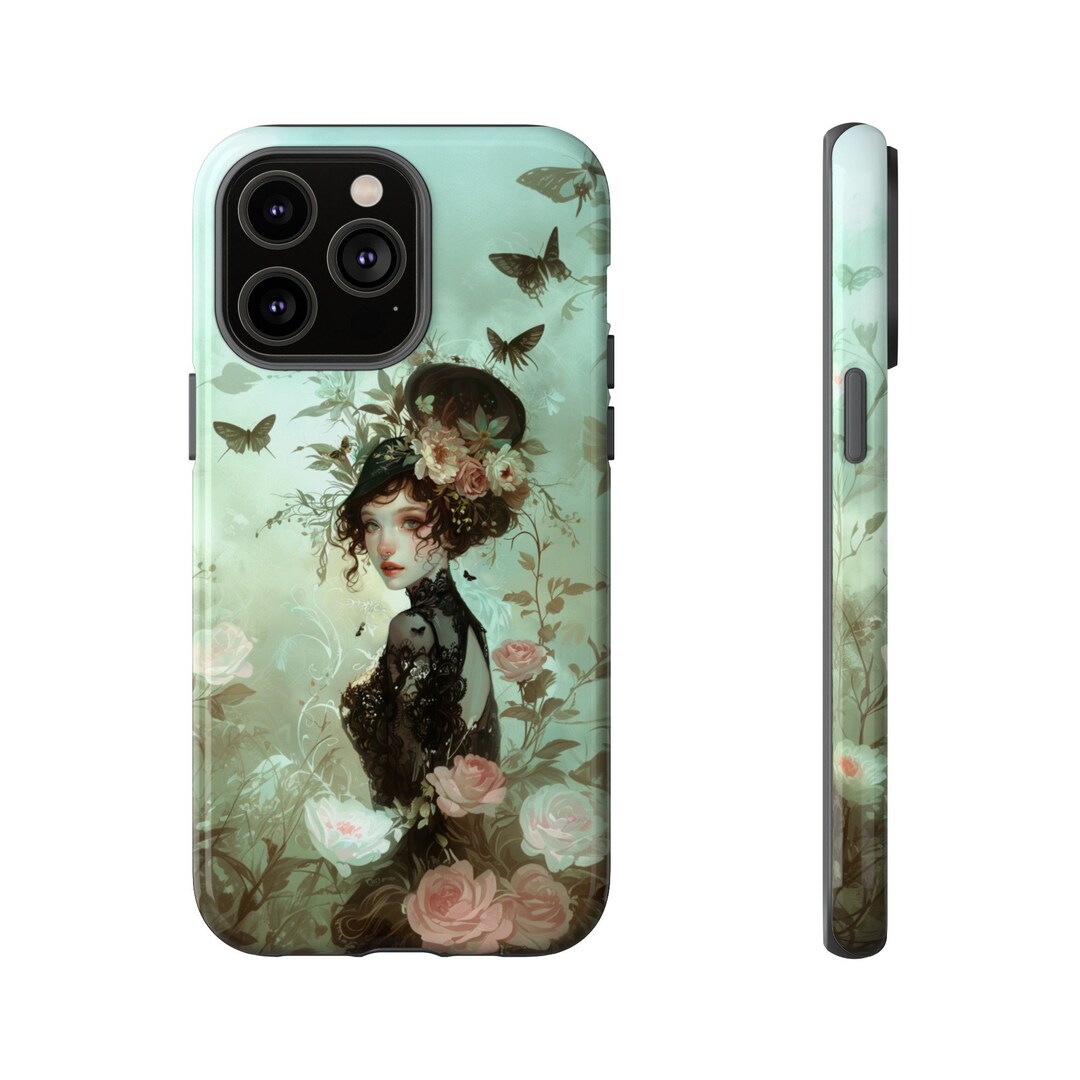 Coquette Vintage Lady in Black Tough Phone Case, Gift for Her, Phone ...