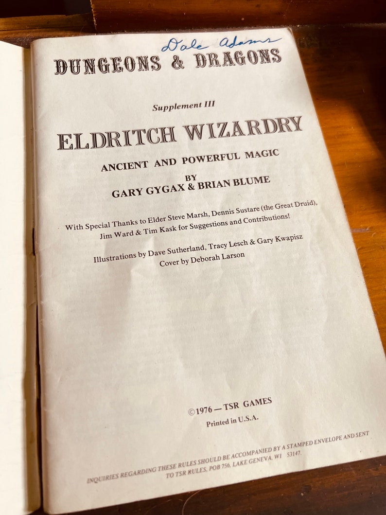 Dungeons & Dragons Supplement III Eldritch Wizardry - Etsy