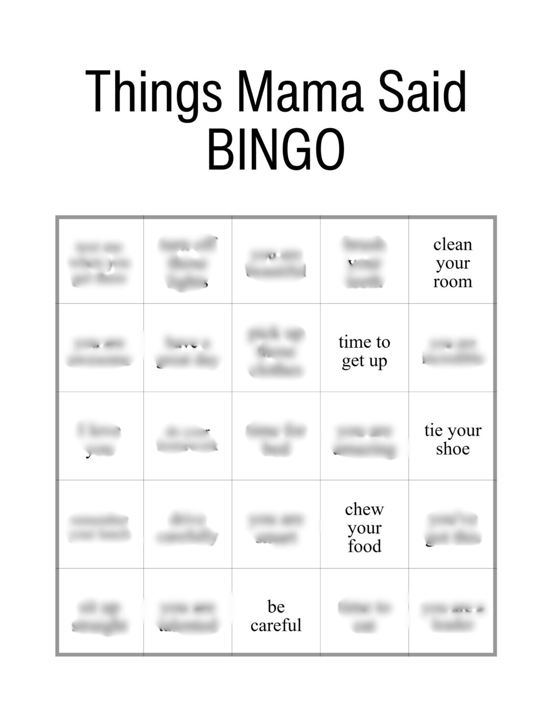 Things Mama Said Bingo Game Fun for All Ages This is an Immediate ...
