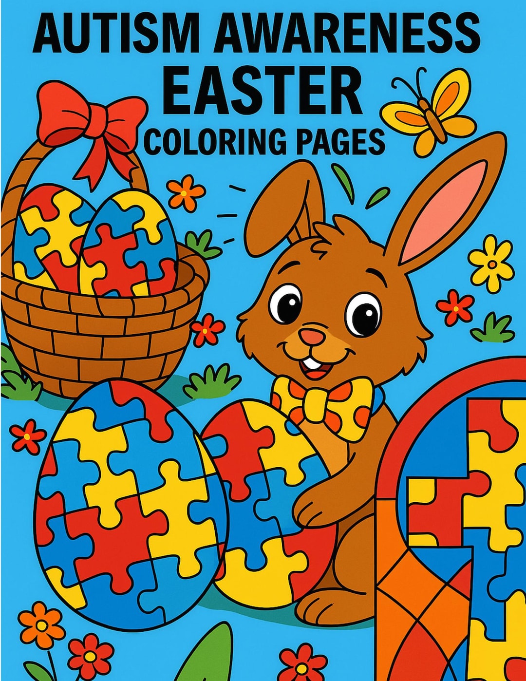 Autism Awareness Easter Coloring Pages: Bunny, Cross, Egg (printable ...