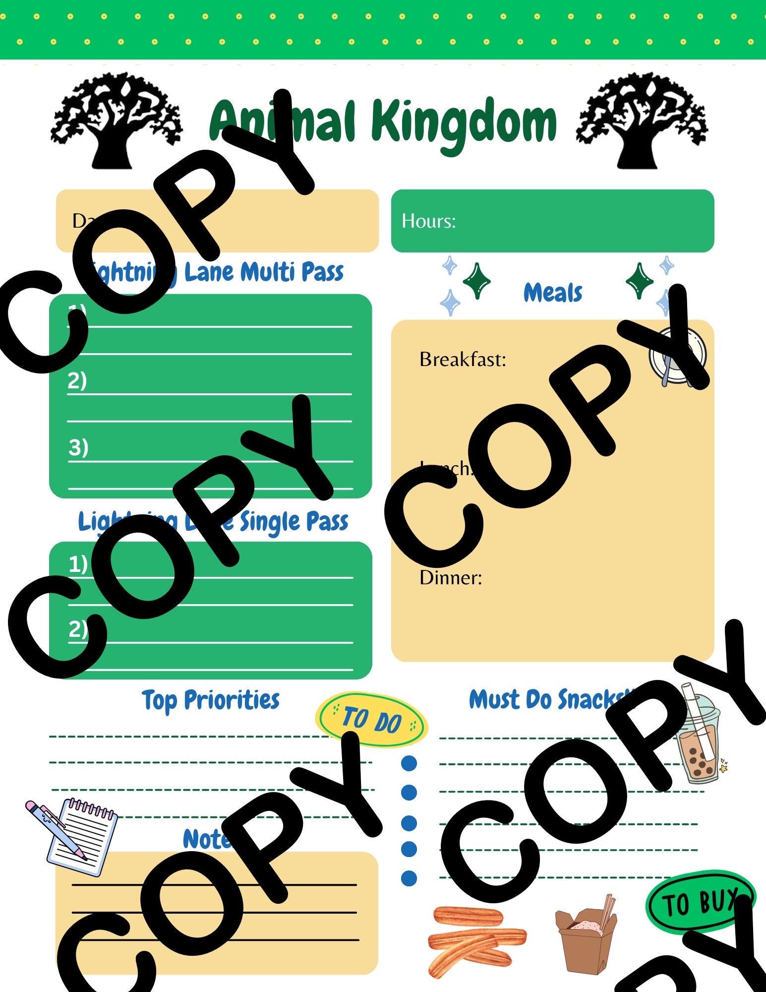 Printable Disney World Daily Park Planner - PDF and Editable Template ...