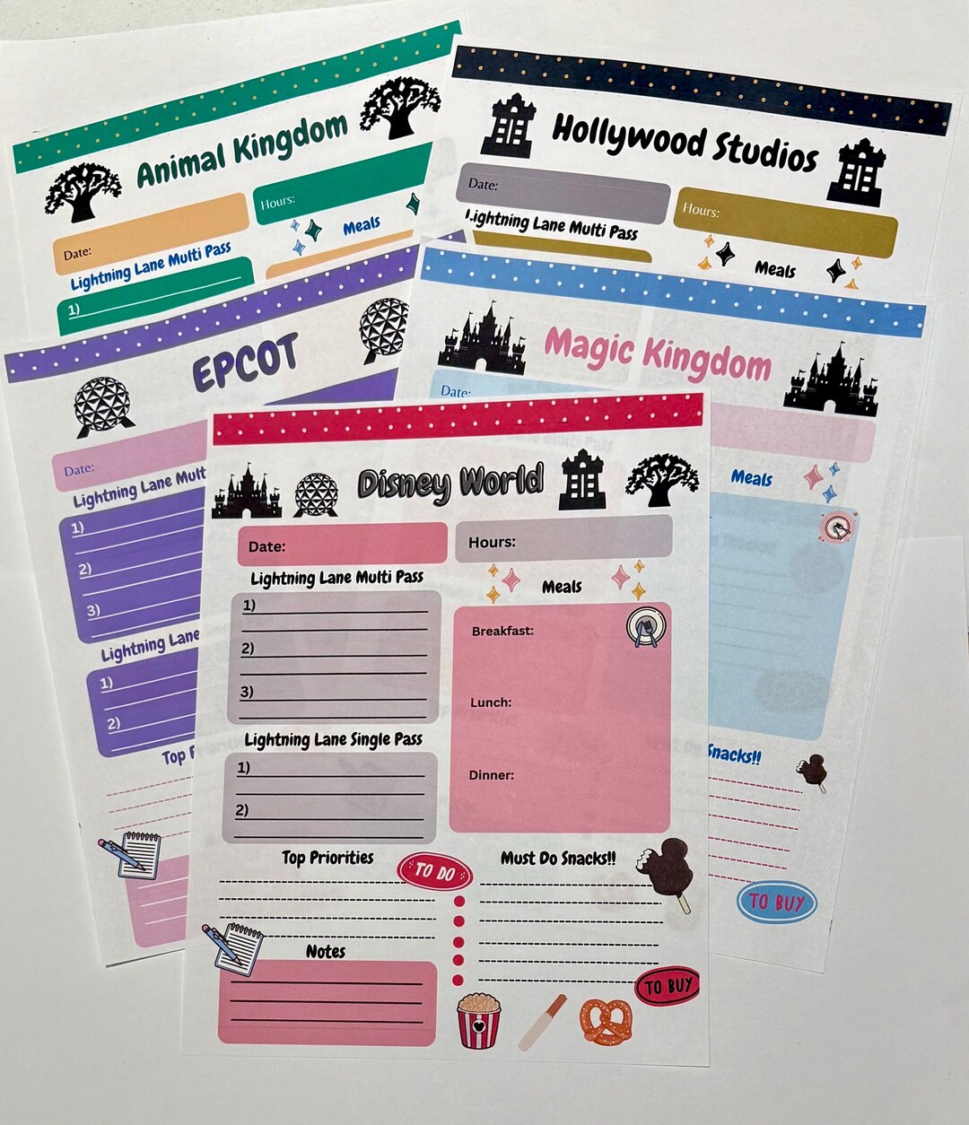 Printable Disney World Daily Park Planner - PDF and Editable Template ...