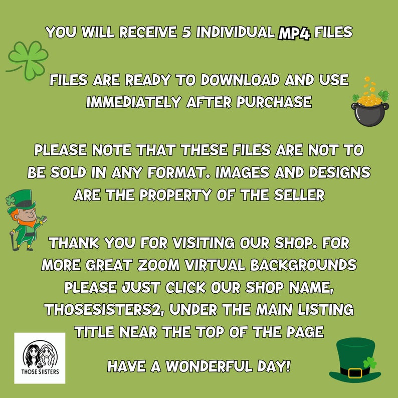 Zoom Animated Virtual Background Bundle St Patricks Day Green Gnomes ...