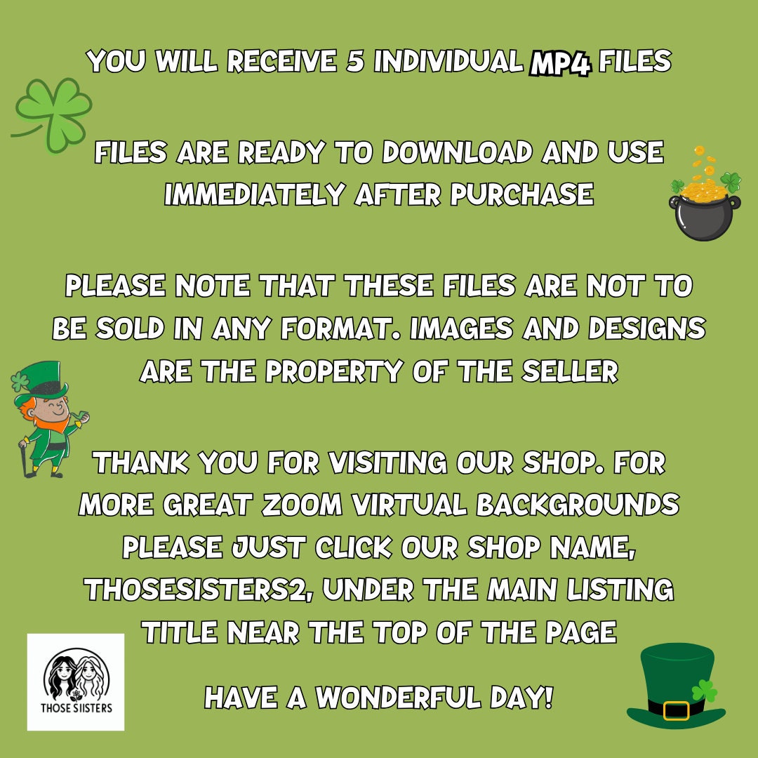 Zoom Animated Virtual Background Bundle St Patricks Day Green Gnomes ...