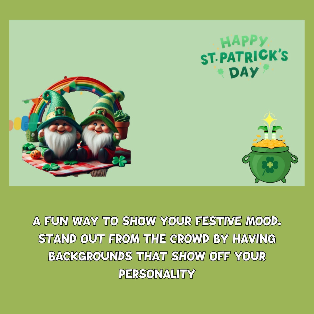 Zoom Animated Virtual Background Bundle St Patricks Day Green Gnomes ...