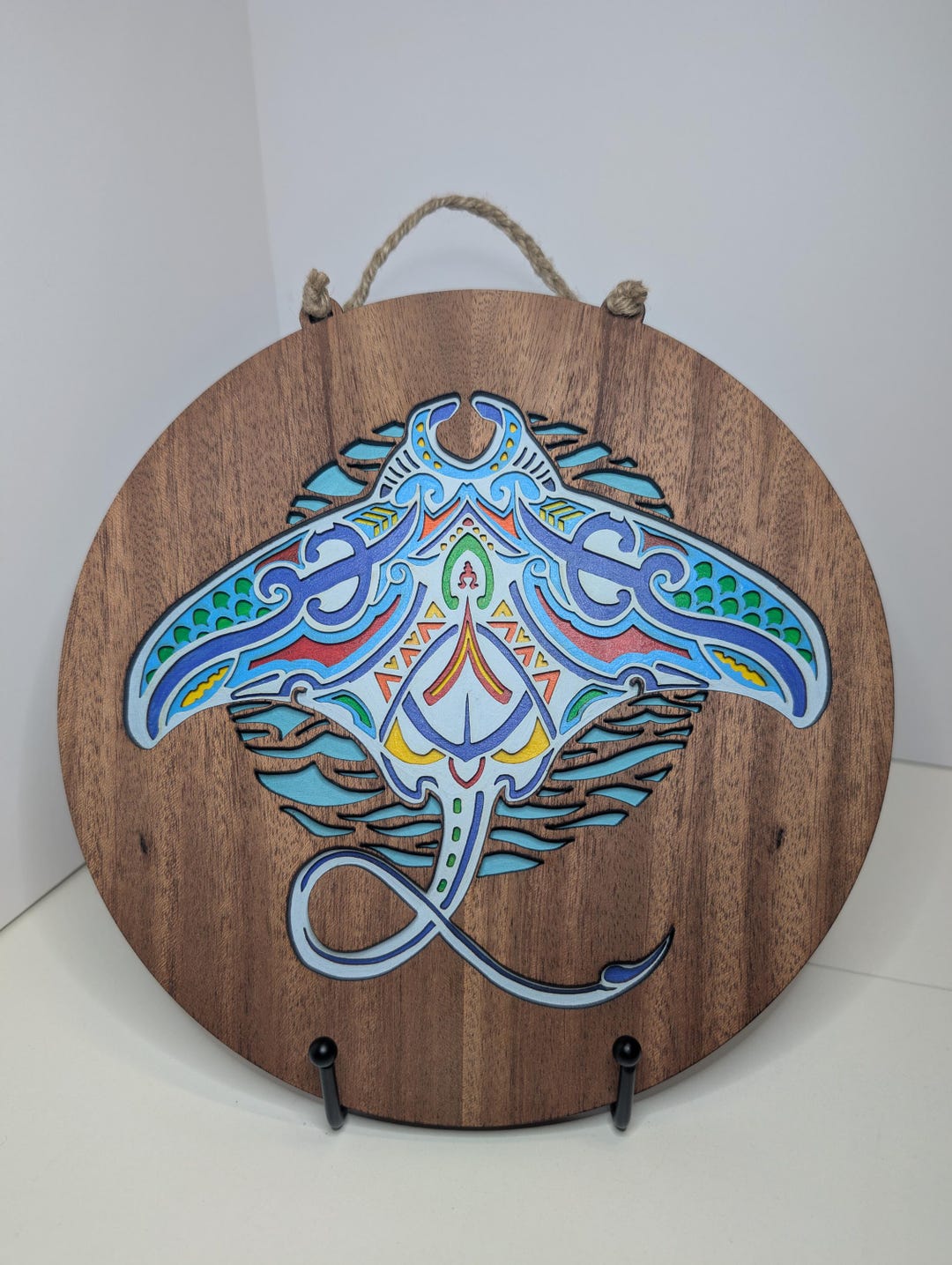 Multilayer Wooden Manta Ray Mandala With Sapele - Home Decor - Wall ...