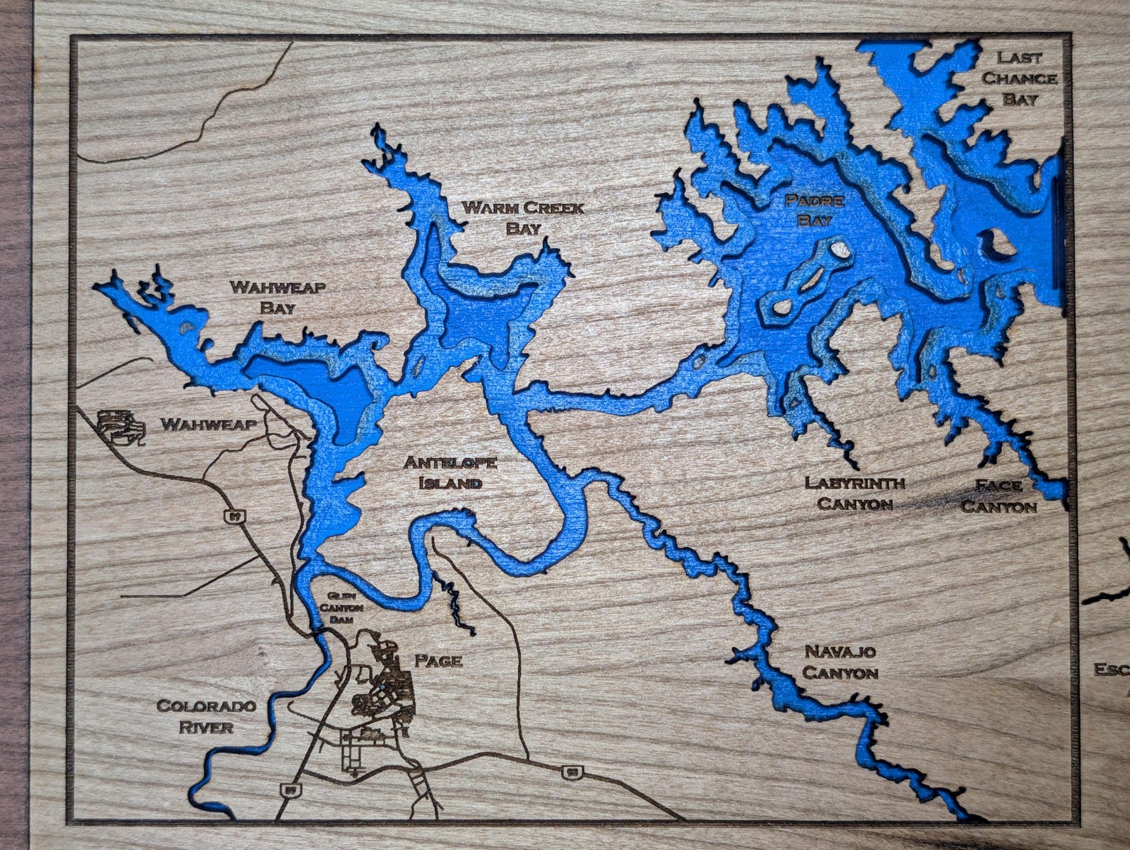 Multi-layer Wood Map of Lake Powell - Home Decor - Wall Hanging - Etsy