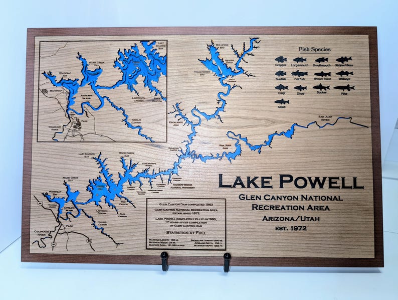 Multi-layer Wood Map of Lake Powell - Home Decor - Wall Hanging - Etsy