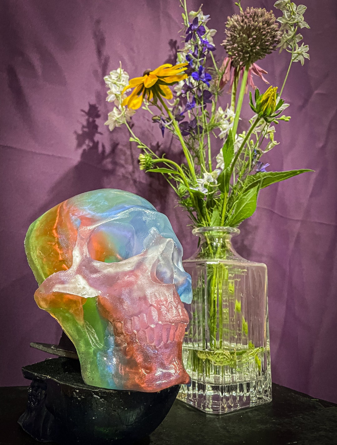 Life Size Human Skull Replica Rainbow Resin Skull Gothic and Dark ...