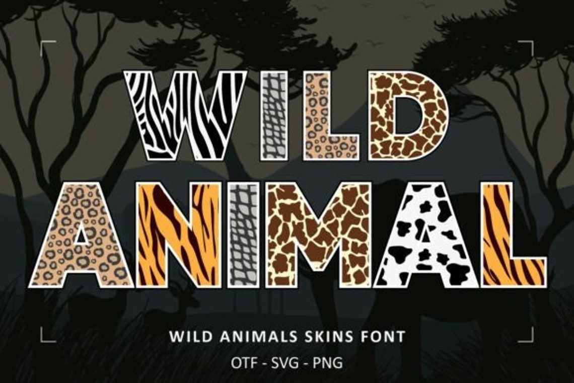 Wild Animals Skins Font | Wild Animals Font | Animal Print Font | Wild ...