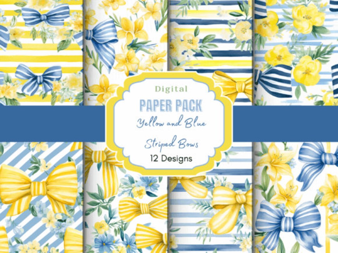 Watercolor Blue and Yellow Coquette Bows | Watercolor Backgrounds ...