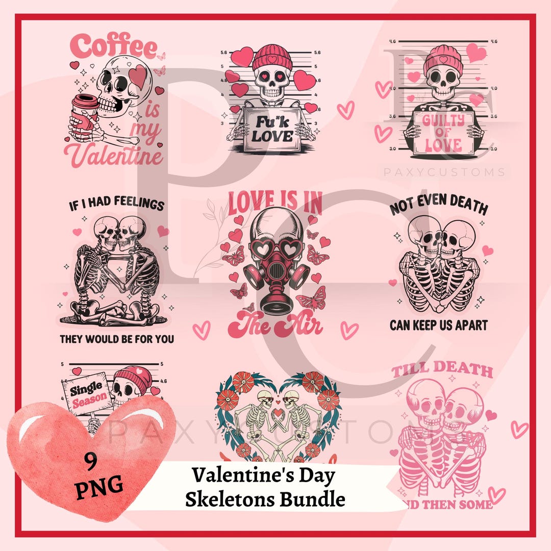 Retro Valentine's Day Skeletons Bundle | Valentines Day | Gift for Her ...