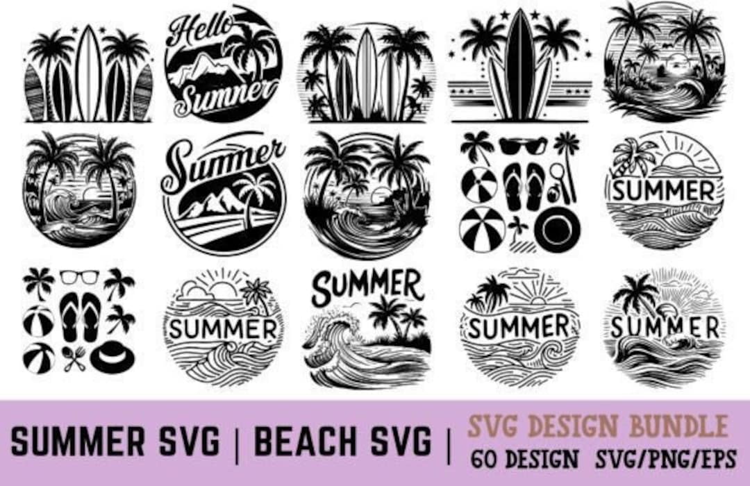 Summer SVG | Beach SVG | Summer Bundle | Beach Life SVG | 60 Design ...