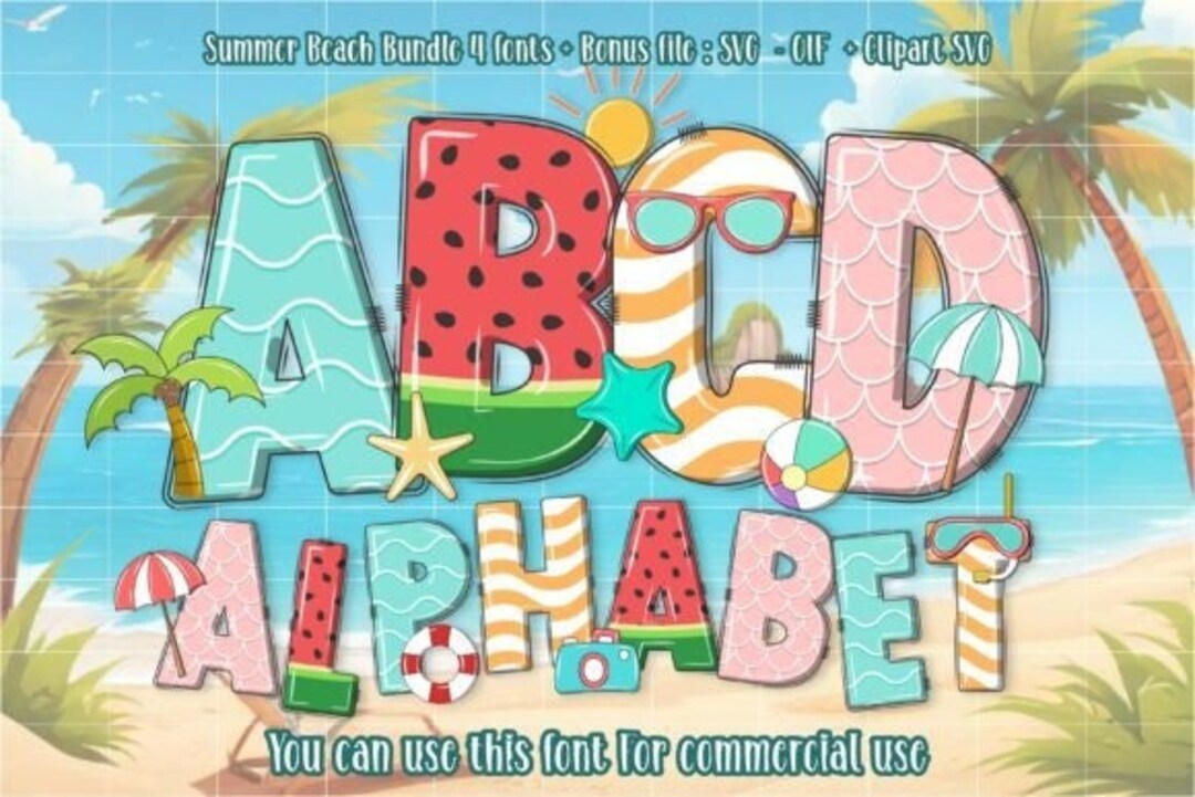 Summer Beach Font | Summer Beach Inspired Font | Beach Text | Summer ...