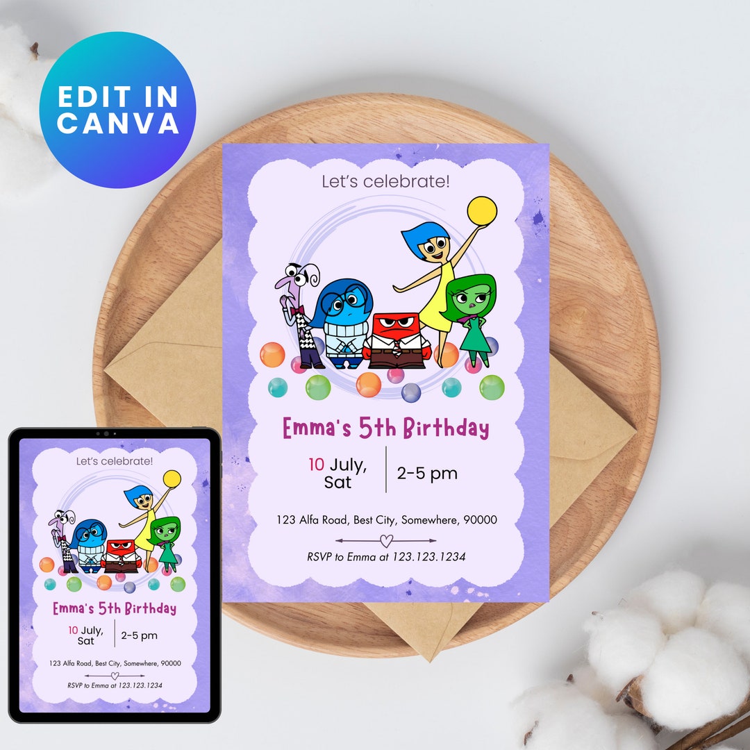 Inside Out Birthday Invitation, Personalized Birthday Invite, Inside ...