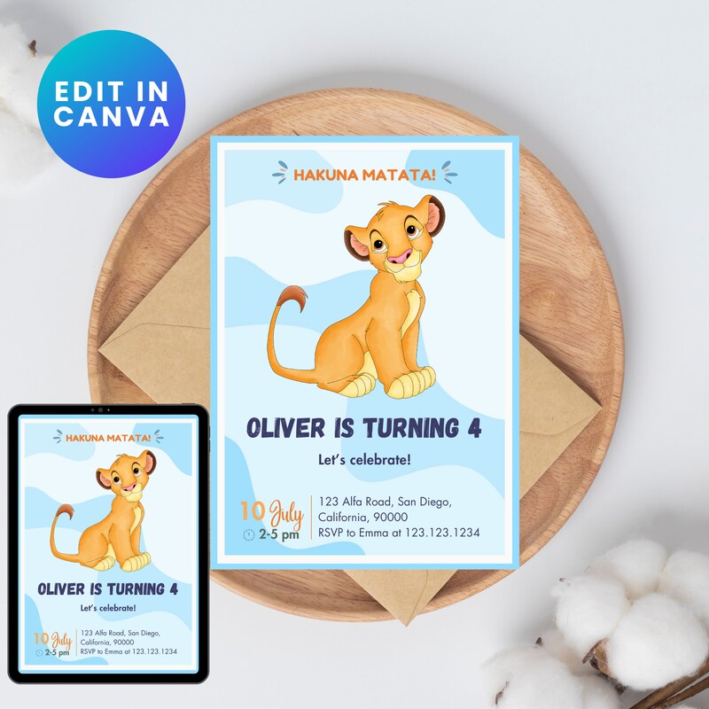 Lion King Invitation - Etsy