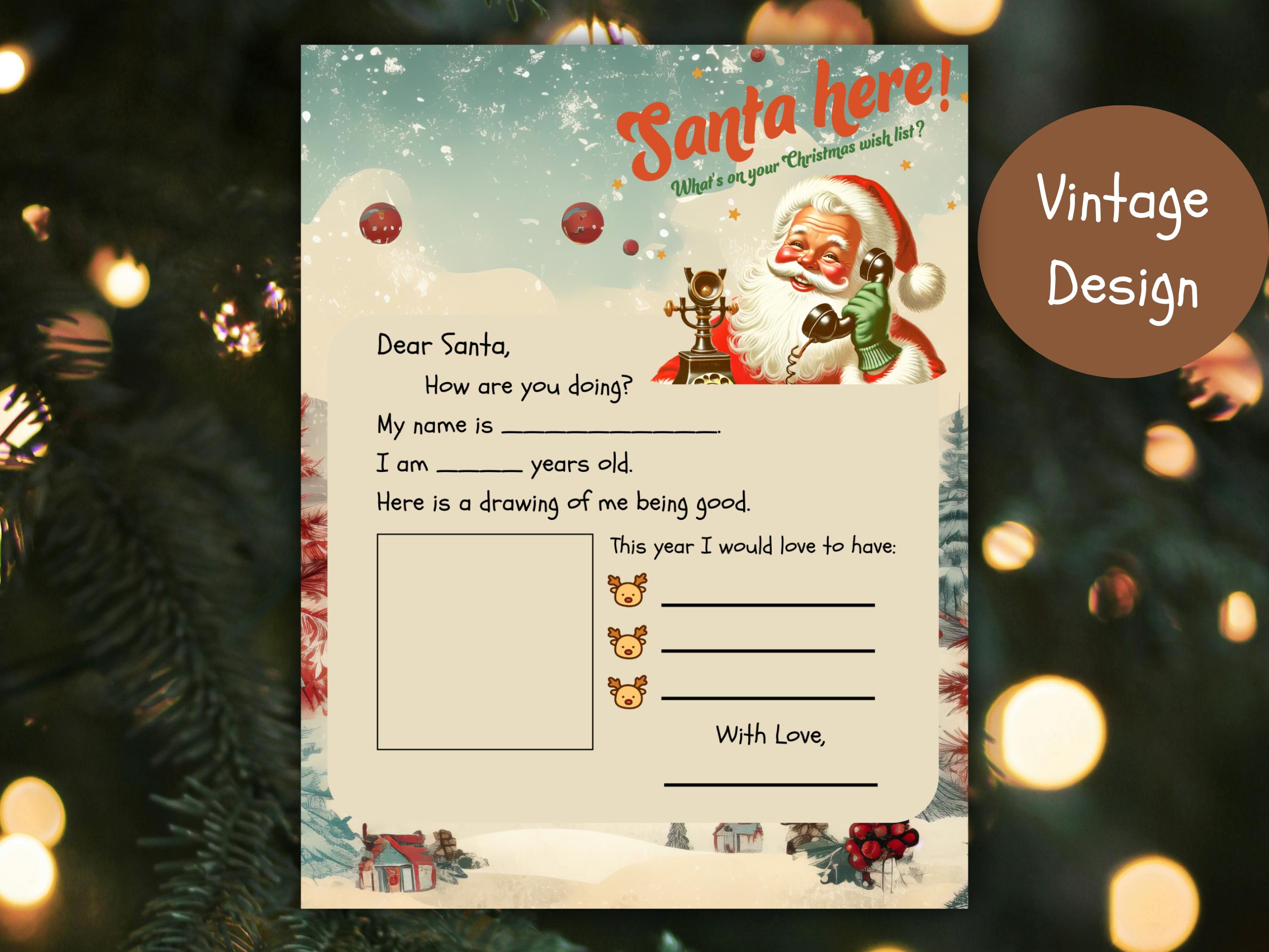 Letter to Santa, Christmas Printable for Kids, Digital Download Santa ...