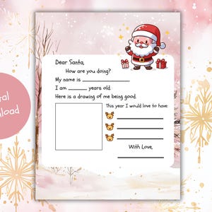Letter to Santa, Christmas Printable for Kids, Digital Download Santa ...