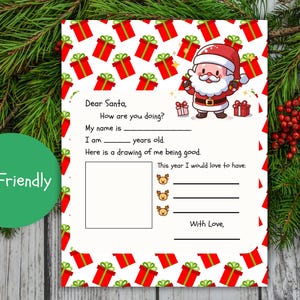 Letter to Santa, Christmas Printable for Kids, Digital Download Santa ...