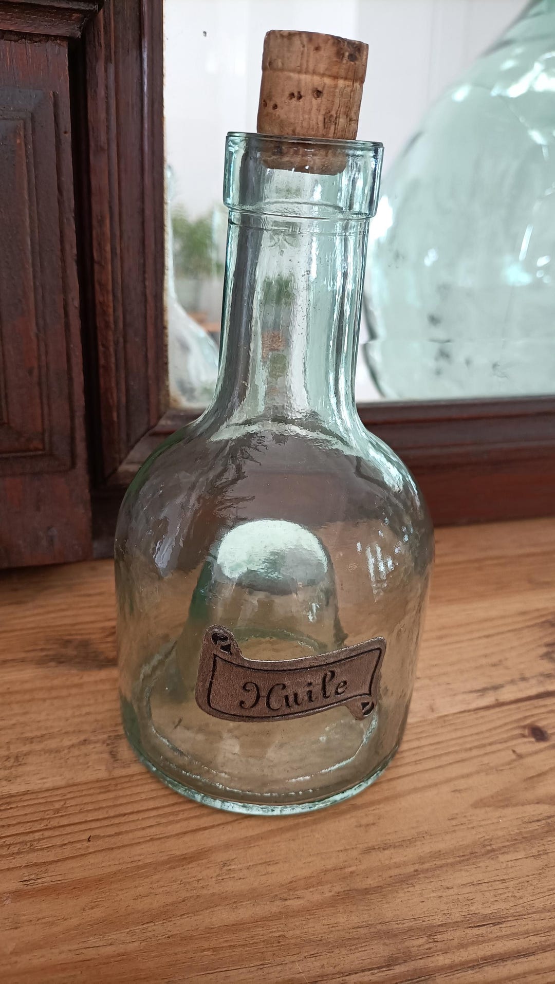 Vintage Oil Glass Bottle With Inverted Bottom - Etsy