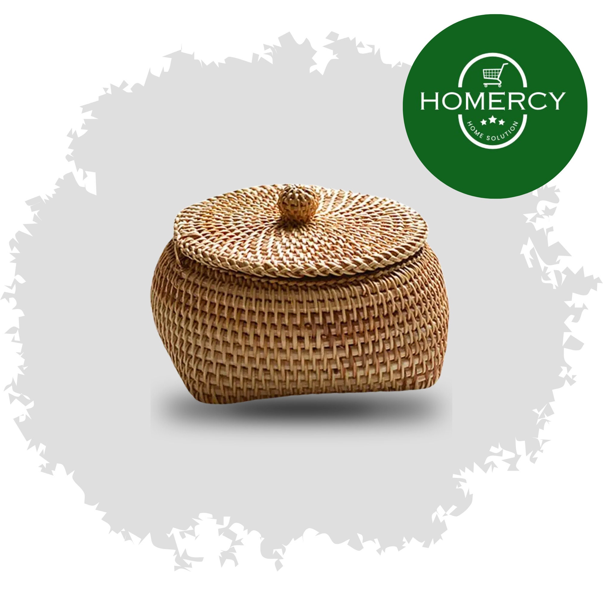 Round Rattan Box With Lid, Hand-woven Multi-purpose Wicker Storage Box ...