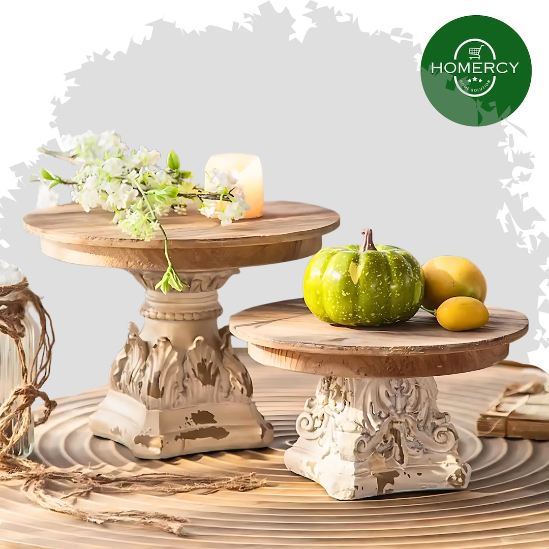 Rustic Wooden Cake Stand Wedding Cake Holder | Vintage Dessert Decor ...