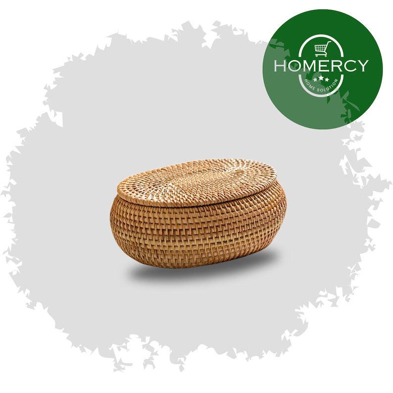Round Rattan Box With Lid, Hand-woven Multi-purpose Wicker Storage Box ...
